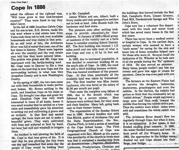 Cope history